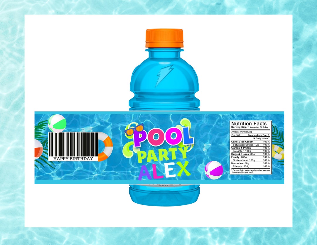 Pool Party Sport Drink Bottler - Pool Party Template - Summer Party ...