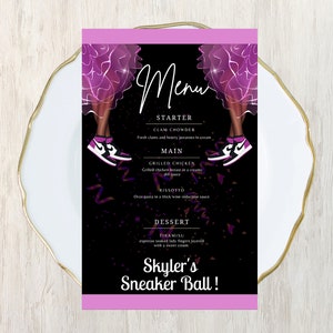 Sneaker Ball Menu , Menu Templates, Birthday Treat Menu Labels, Sneaker ...