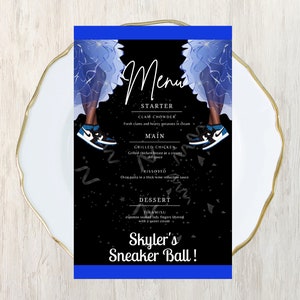 Sneaker Ball Menu , Menu Templates, Birthday Treat Menu Labels, Sneaker ...