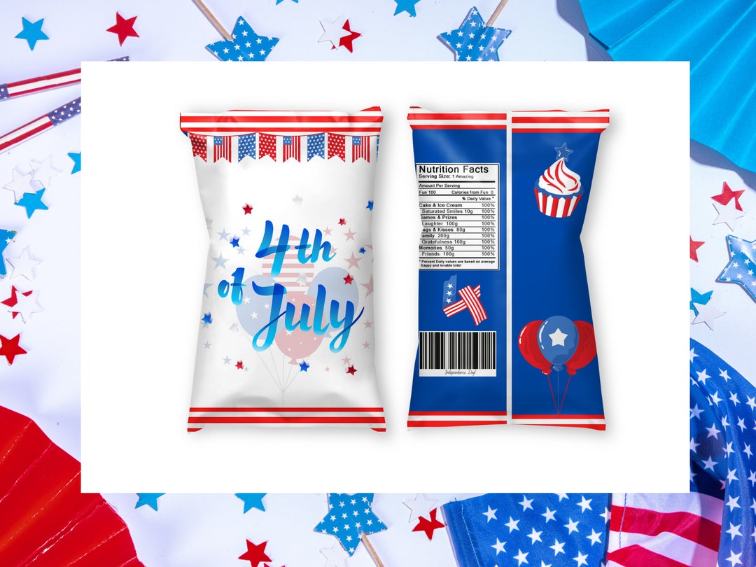 4th of July Chip Bag - Independence Day Template - Party Favors - Party ...