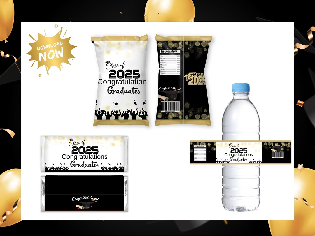 Graduation Bundle Treat | Graduation Chip Bag | Graduation Gold Party ...