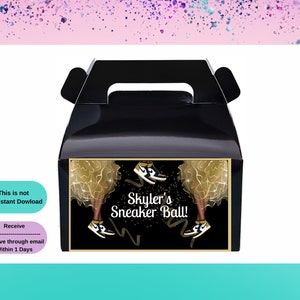 Sneaker Ball Gable Box Labels, Printable Templates, Birthday Treat Box ...