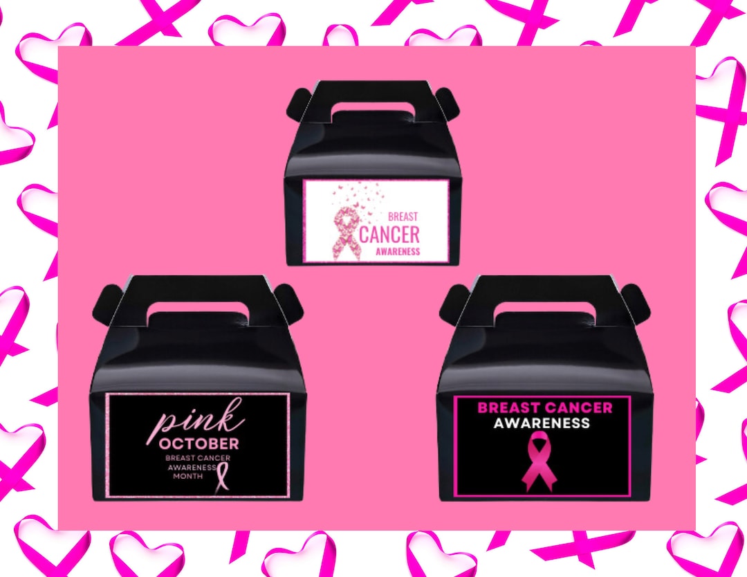 Breast Cancer Awareness Gable Box - Breast Cancer Gift Bag- Cancer Awareness- Pink Labels-fight ...