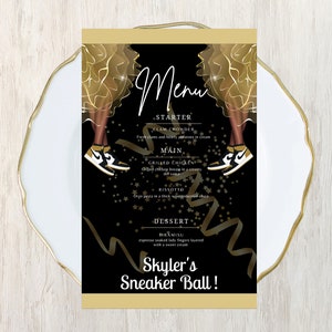 Sneaker Ball Menu , Menu Templates, Birthday Treat Menu Labels, Sneaker ...