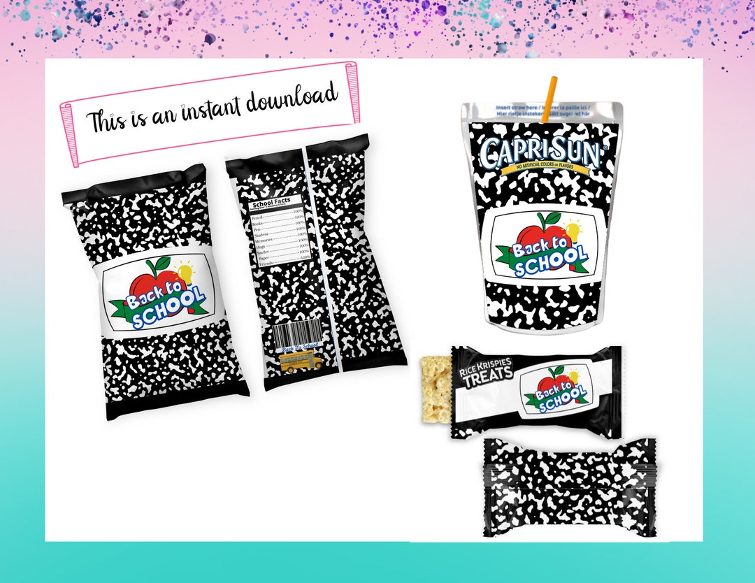 Back to School Treat Labels - Back to School Chip Bag - Back to School ...