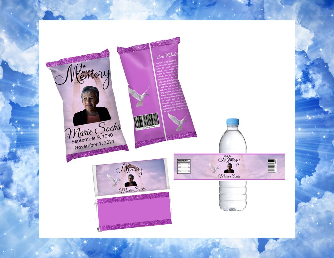 Funeral Bundle Treat Labels , Funeral Chip Bag, Water Bottle Labels ...