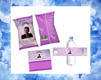 EDITABLE in Canva Funeral Bundle Treat Labels , Funeral Chip Bag, Water ...