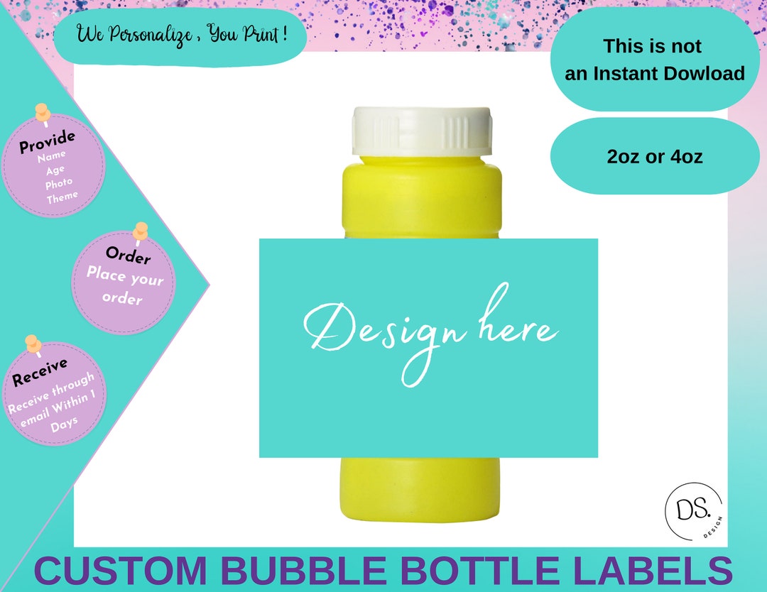 Bubble Bottle Label Template 4oz or 2oz - Party Favors Custom- Custom ...