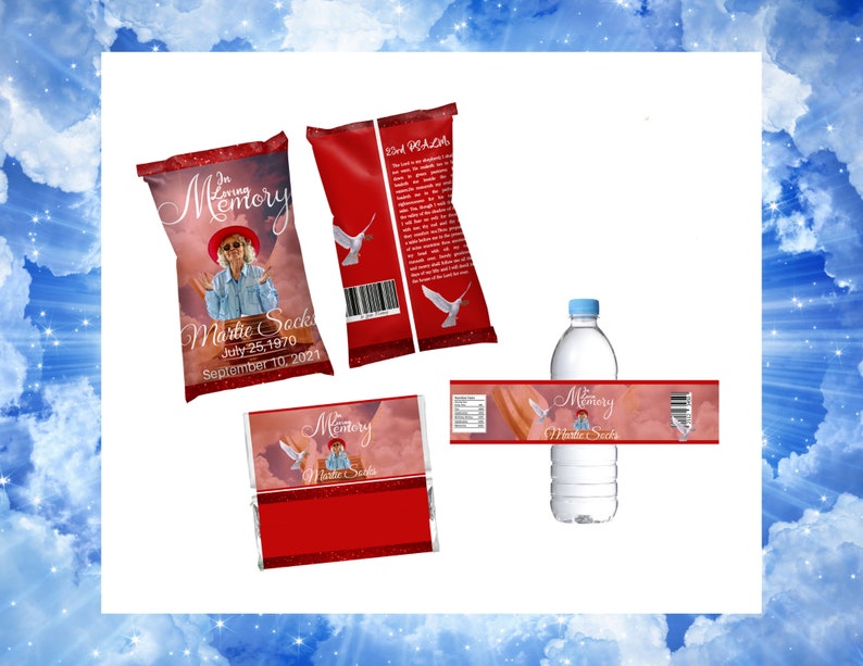 Funeral Bundle Treat Labels , Funeral Chip Bag, Water Bottle Labels ...