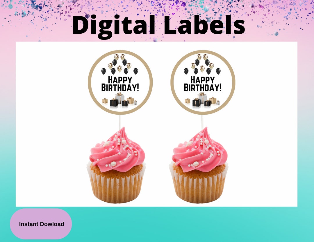 Happy Birthday Mini Cupcake Toppers -birthday Party -happy Birthday ...
