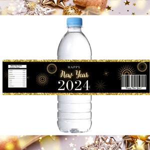 Happy New Year Water Labe New Years Water Bottle Labels 2024 Happy New ...