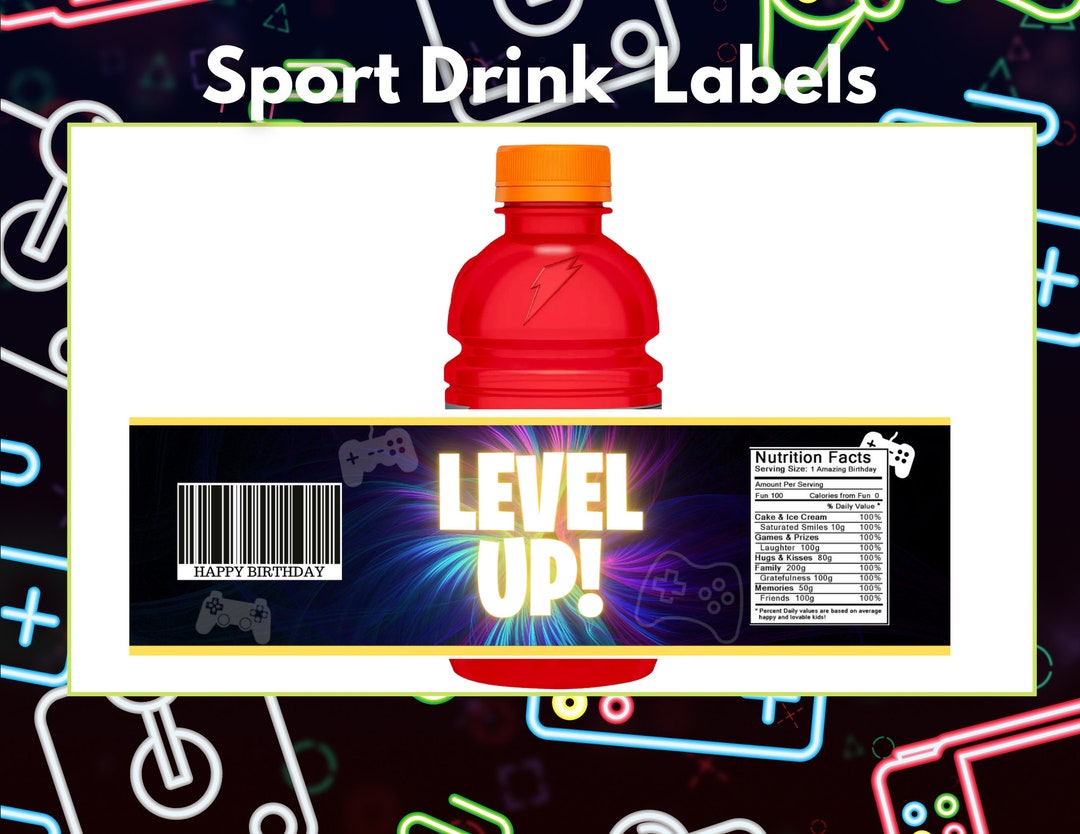 Video Games Sport Drink Labels - Gamer - Gamers Favors - Gamers Party ...