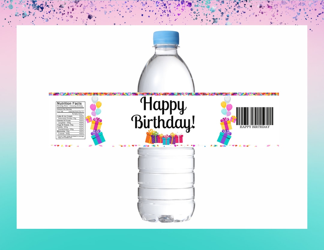 Happy Birthday Water Labels -birthday Party -happy Birthday Favors ...