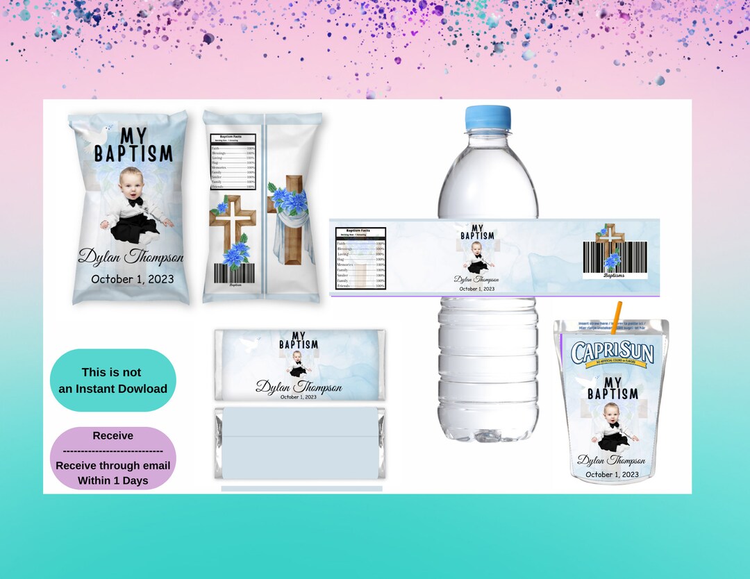 Baptism Bundle Treat Labels -baptism Chip Bag - Baptism Wrappers ...