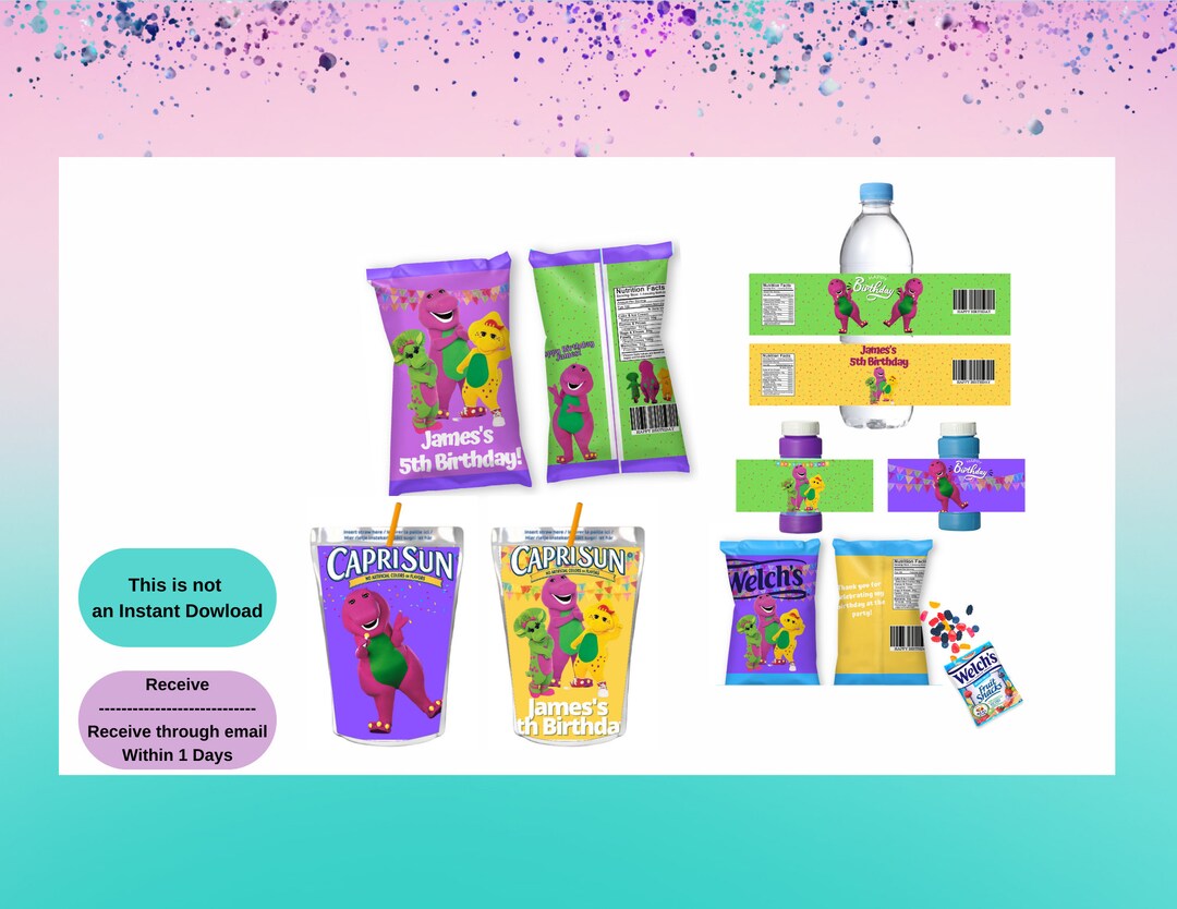Barney Bundle Treat | Pooh Party | Kids Birthday Party | Barney Party ...
