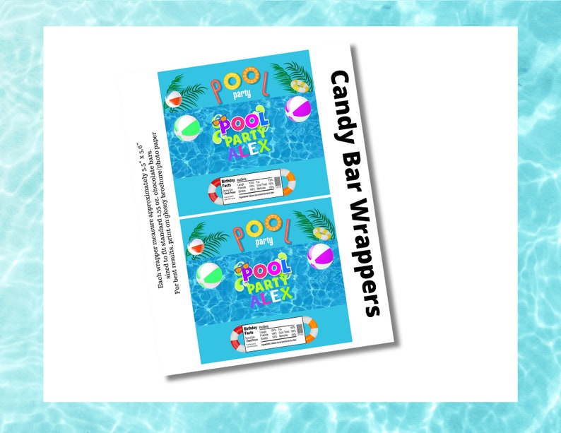 Pool Party Candy Bar Pool Party Template Summer Party - Etsy