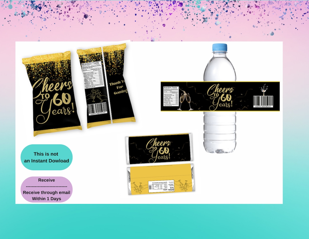 Cheers 60th Bundle Treat- 60th Birthday Chip Bag-cheers Wrappers-adult ...