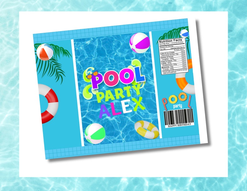 Pool Party Chip Bag Pool Party Template Summer Party - Etsy