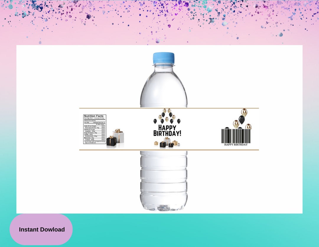 Happy Birthday Water Labels -birthday Party -happy Birthday Favors ...