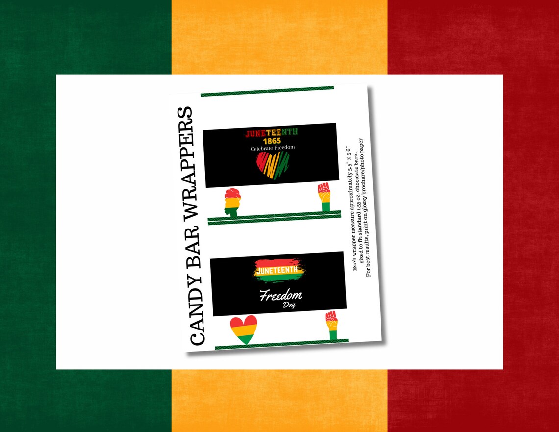 Juneteenth Wrappers - Juneteenth Template - Juneteenth Party Favors ...