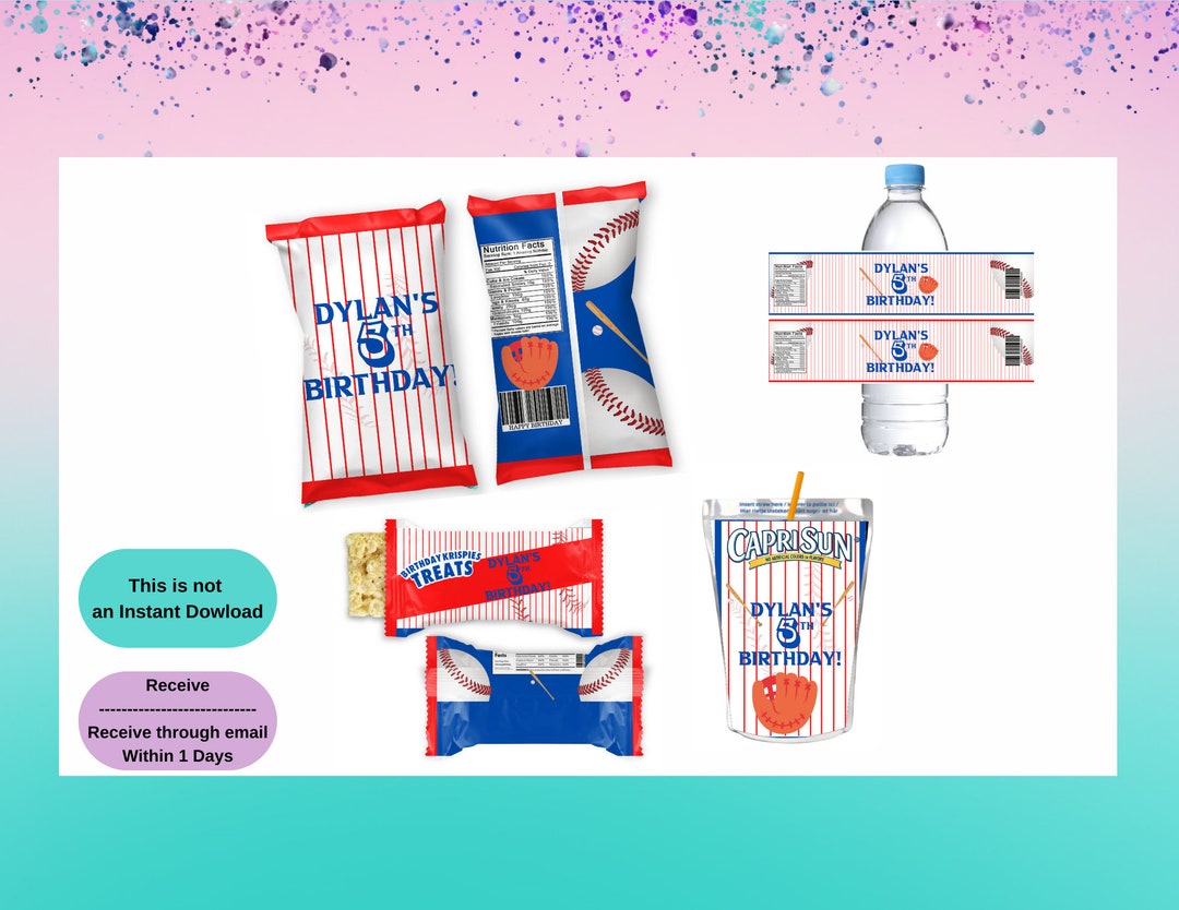 Baseball Bundle Trea-baseball Chip Bag Template - Baseball Party Favors ...