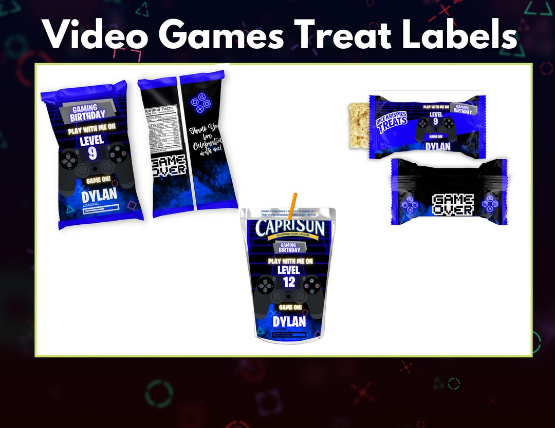 Video Games Bundle Treat - Gamer Chip Bag - Gamers Favors - Gamers ...