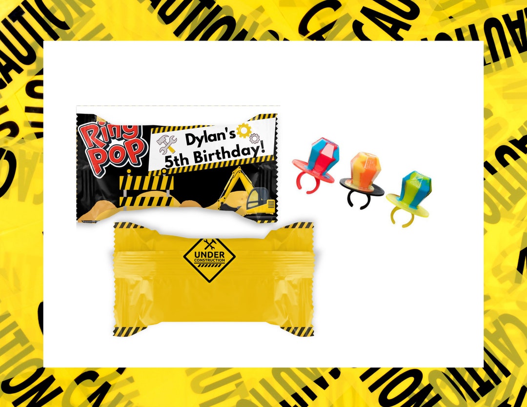 Construction Ring Candy | Construction Labels | Construction Birthday ...