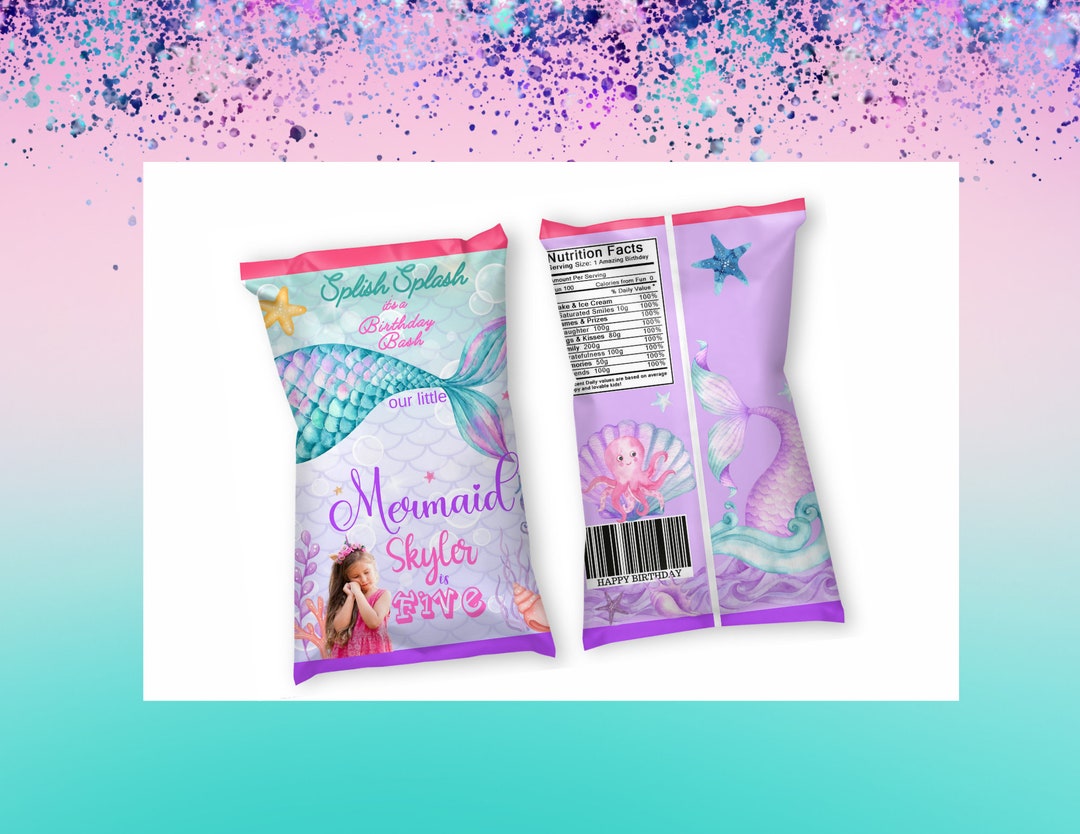Mermaid Chip Bag Labels-mermaid Treat Labels -mermaid Chip Bag -mermaid ...