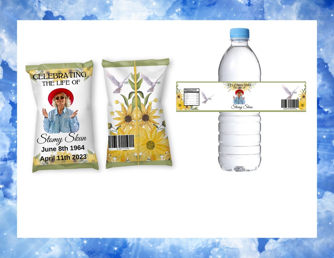 Funeral Bundle Treat Labels , Funeral Chip Bag, Water Bottle Labels ,in ...