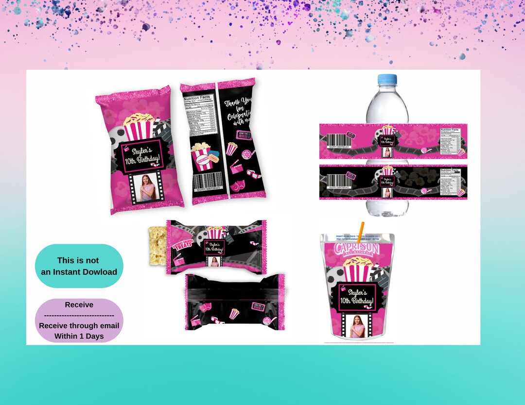 Movie Night Bundle Trea - Movie Chip Bag Template - Movie Party Favors ...