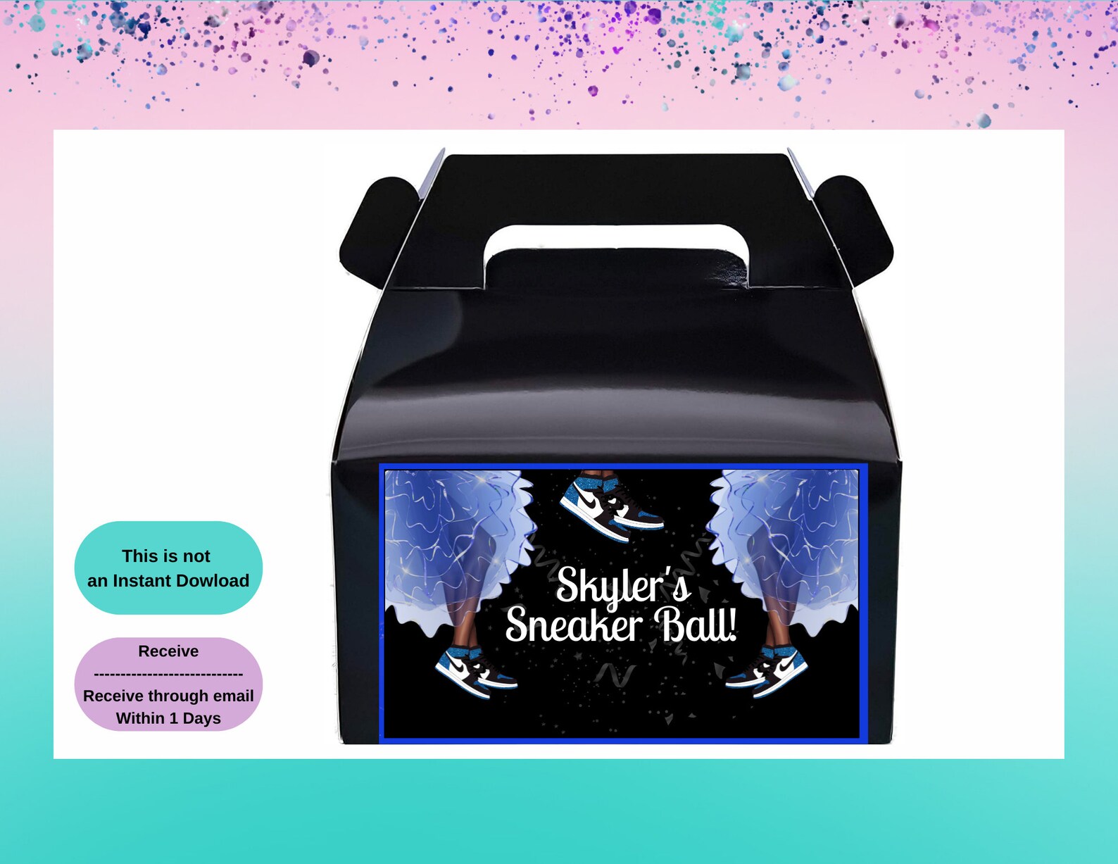 Sneaker Ball Gable Box Labels Printable Templates Birthday - Etsy