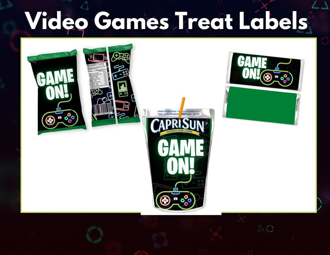 Video Games Bundle Treat - Gamer Chip Bag - Gamers Favors - Gamers ...
