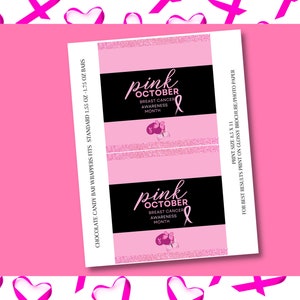 Breast Cancer Awareness Chocolate Bar 1.55oz- Breast Cancer Candybar - Cancer Awareness- Pink ...