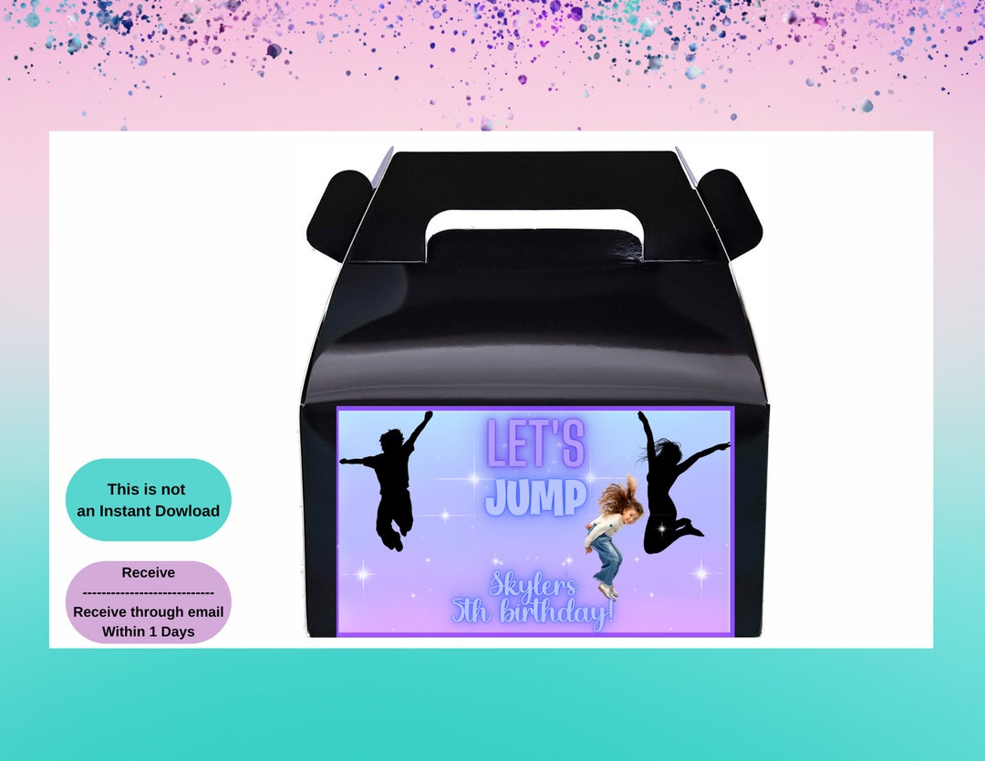 Jump Gable Box Labels Trampoline Party Kids Birthday Labels Trampoline ...