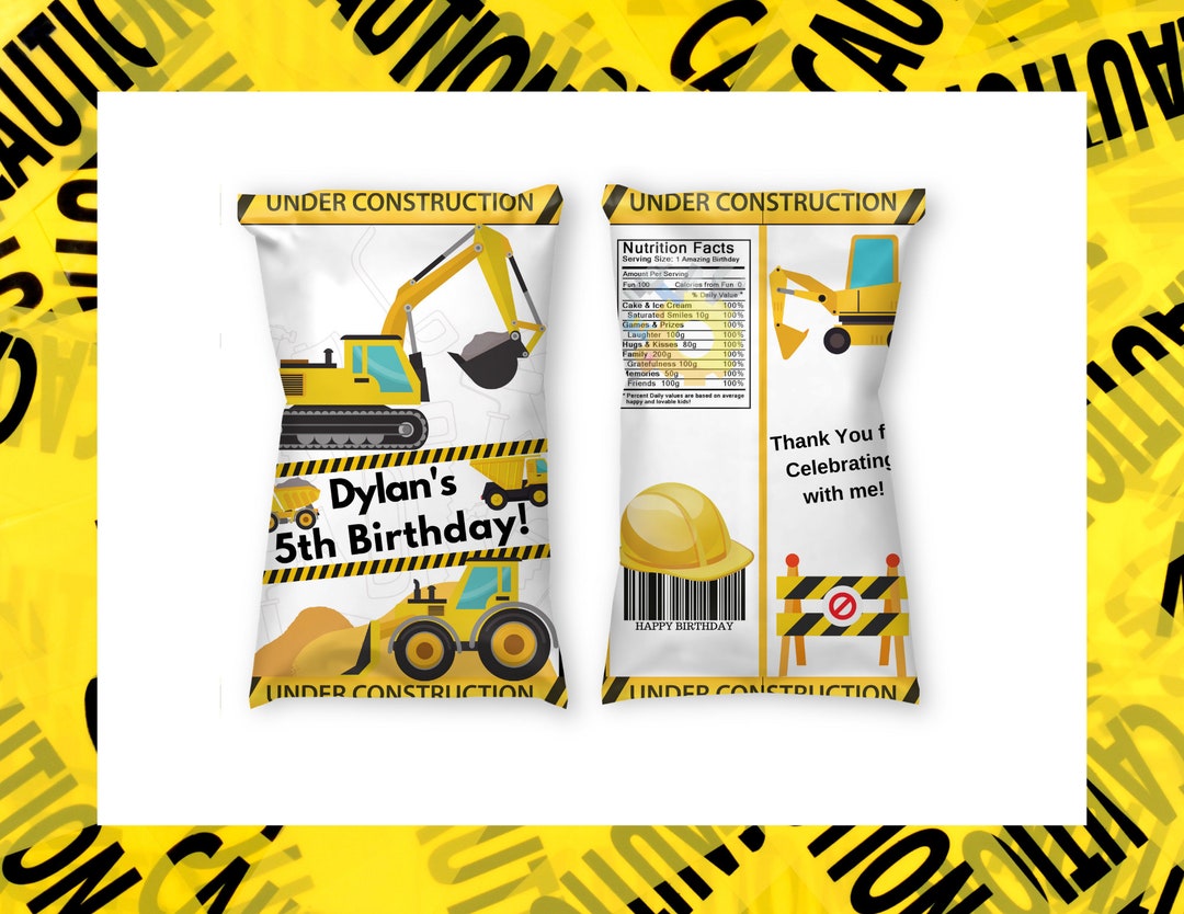 Construction Chip Bag | Construction Labels | Construction Birthday ...