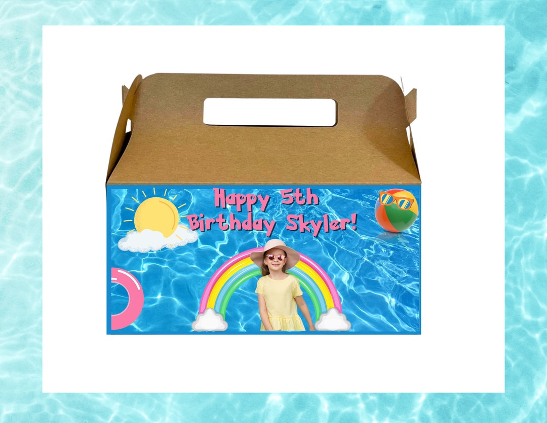 Pool Party Gable Box Labels-pool Box Candy Labels -summer Birthday-pool ...