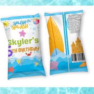 Pool Party Chip Bag -waterpark Party -waterpark Favors-summer Wrappers ...