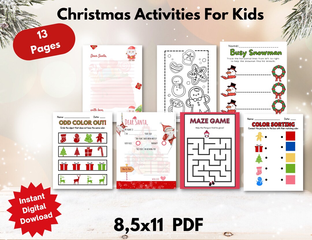 Christmas Games Activities Printable, Christmas Coloring, Letter to ...