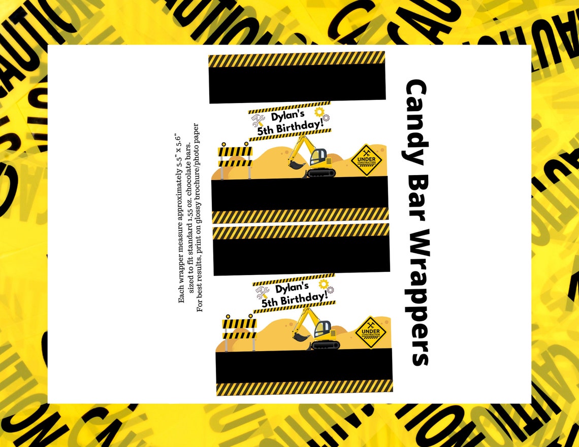 Construction Candy Bar | Construction Labels | Construction Birthday ...