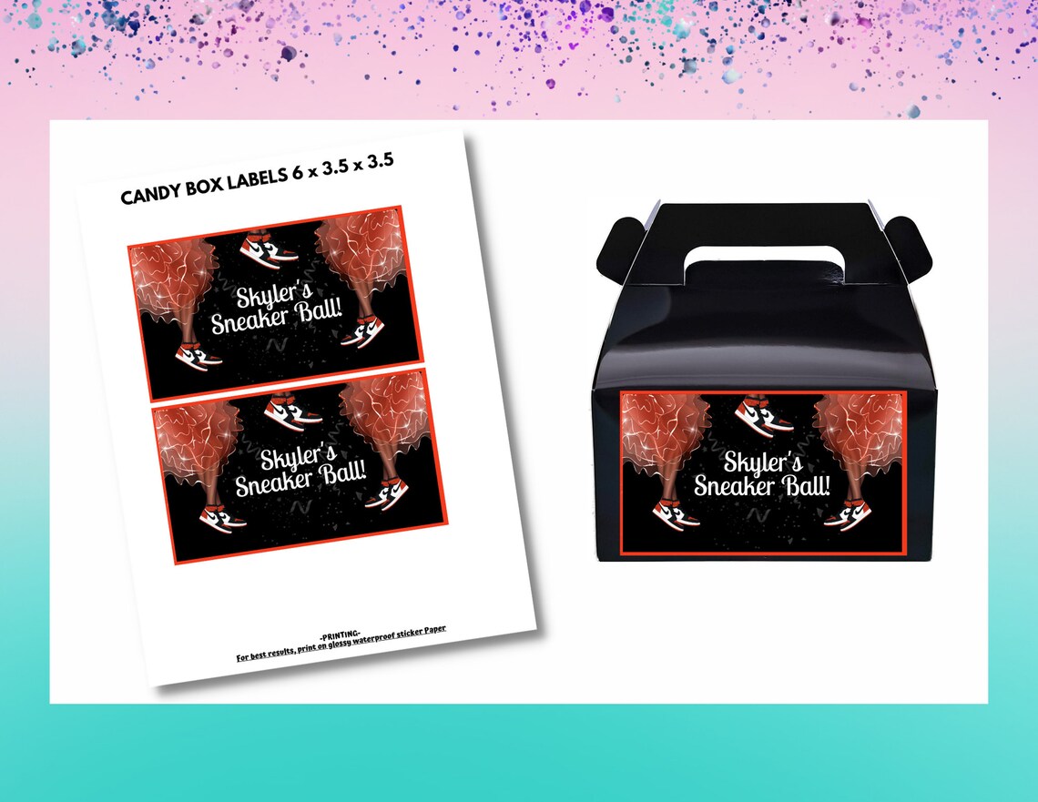 Sneaker Ball Gable Box Labels Printable Templates Birthday - Etsy