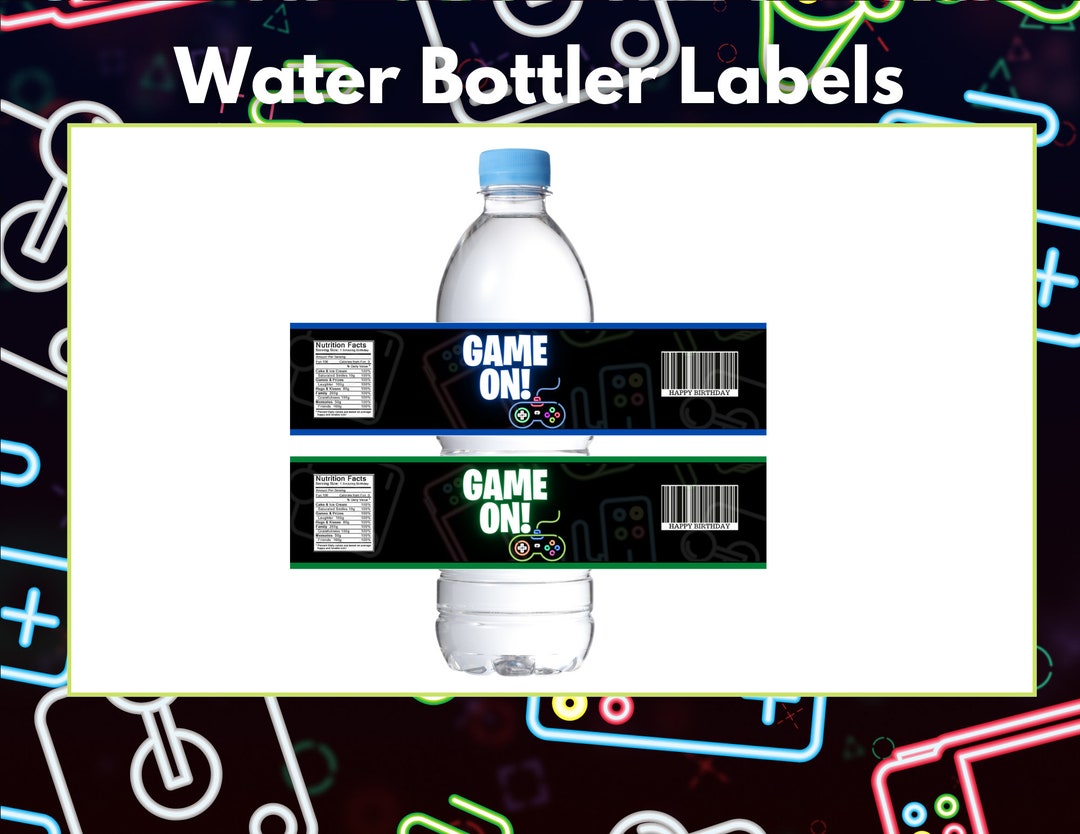 Video Games Water Bottler Labels Gamer Gamers Favors Gamers Party video ...