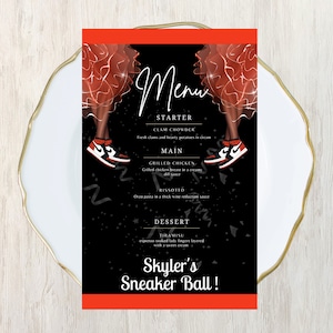 Sneaker Ball Menu , Menu Templates, Birthday Treat Menu Labels, Sneaker ...