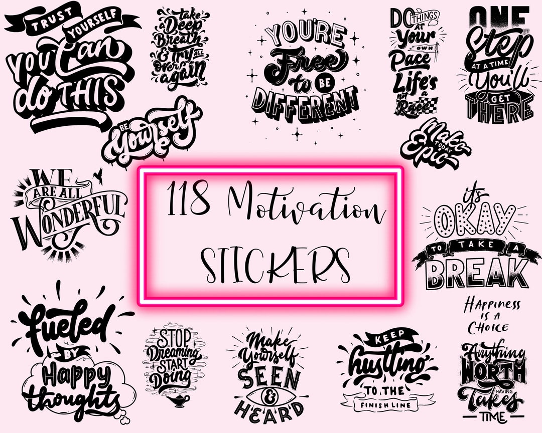 118 Motivation Digital Stickers |png Stickers|motivational Quotes ...