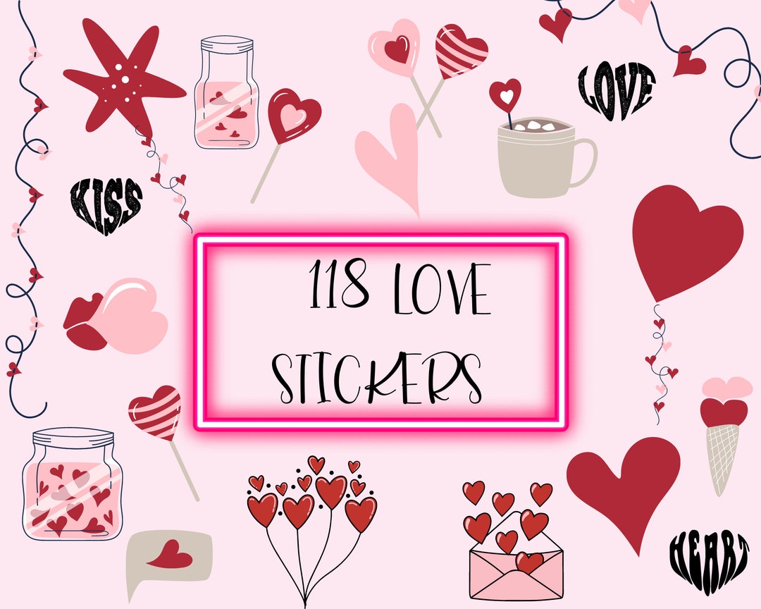 Valentine's Day Digital Stickers |118 Digital Stickers|pink Stickers ...