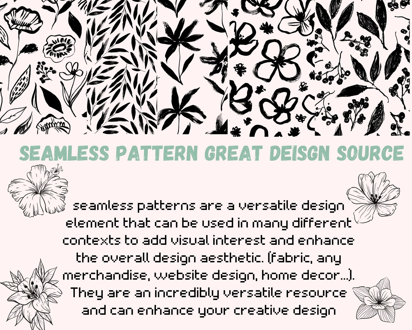 Flower Seamless Pattern SVG BUNDLE Designscrapbook Papers Seamless ...