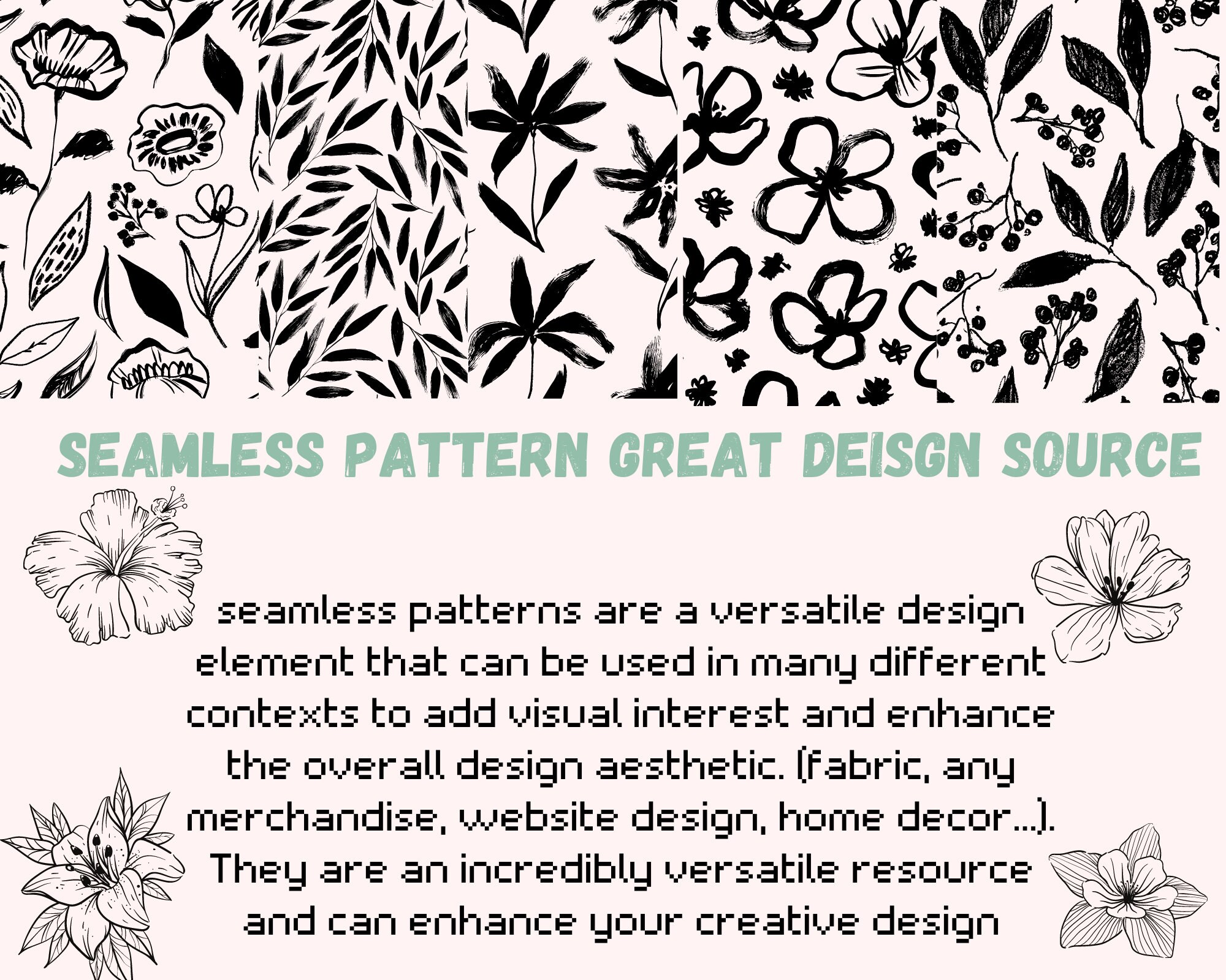 Flower Seamless Pattern Svg Bundle Designscrapbook Papers Seamless