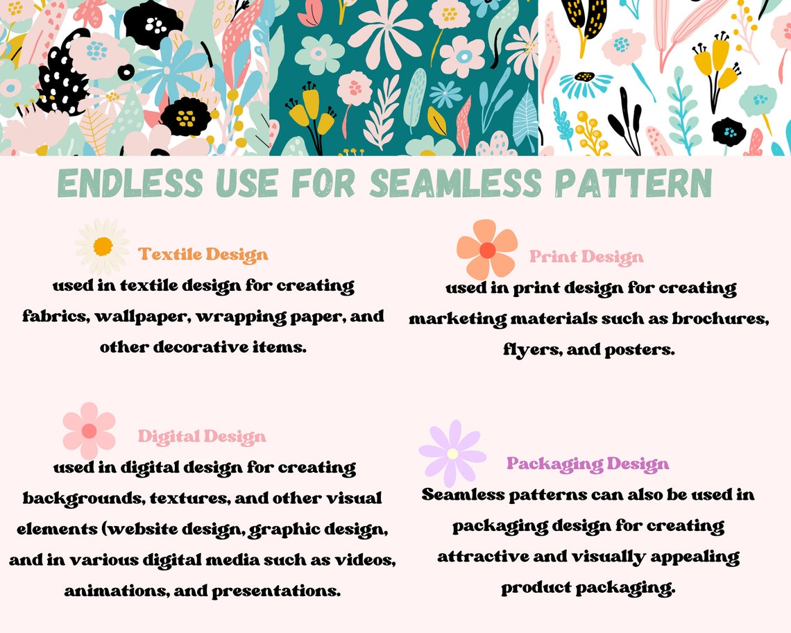 Flower Seamless Pattern SVG BUNDLE Designscrapbook Papers Seamless ...