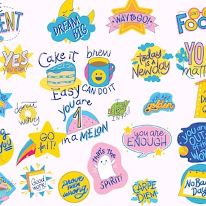 118 Motivation Digital Stickers |png Stickers|motivational Quotes ...