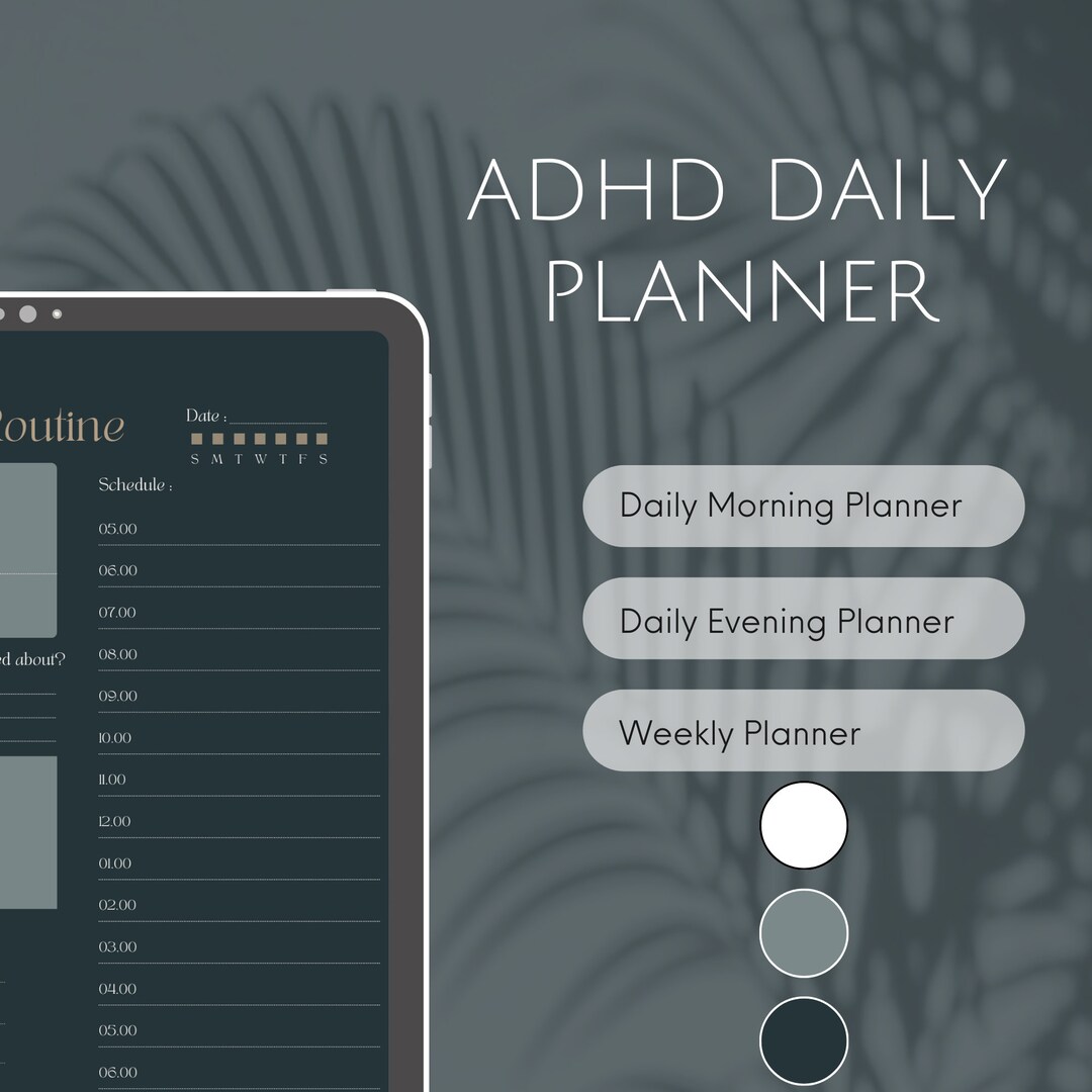 ADHD Digital Daily Planner Dark Mode ADHD Daily Planner - Etsy