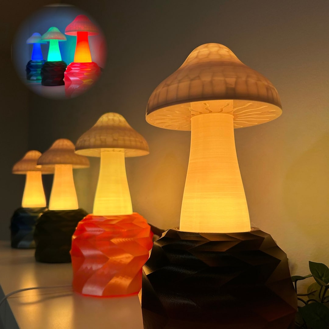 Warm Light RGB Mushroom Lamp - 3D Printed - Etsy